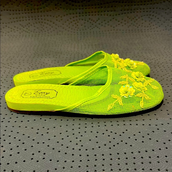 Shoes | Womens Neon Green Embroidered Shoes | Poshmark